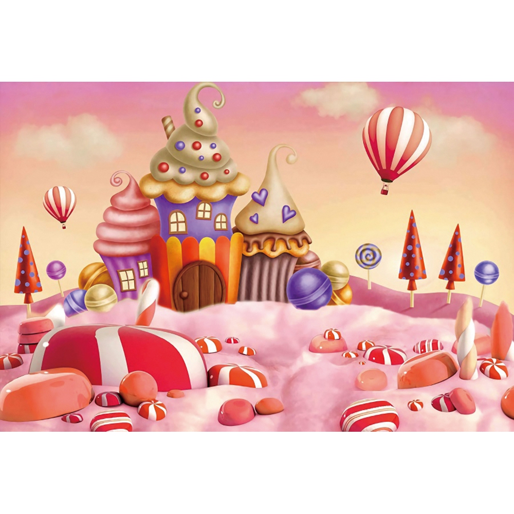 Cartoon Candy Castle Backdrop Baby Birthday Party Kids Portrait Cake ...