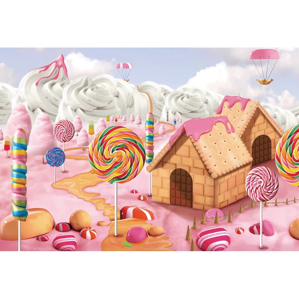 Cartoon Candy Castle Backdrop Baby Birthday Party Kids Portrait Cake ...