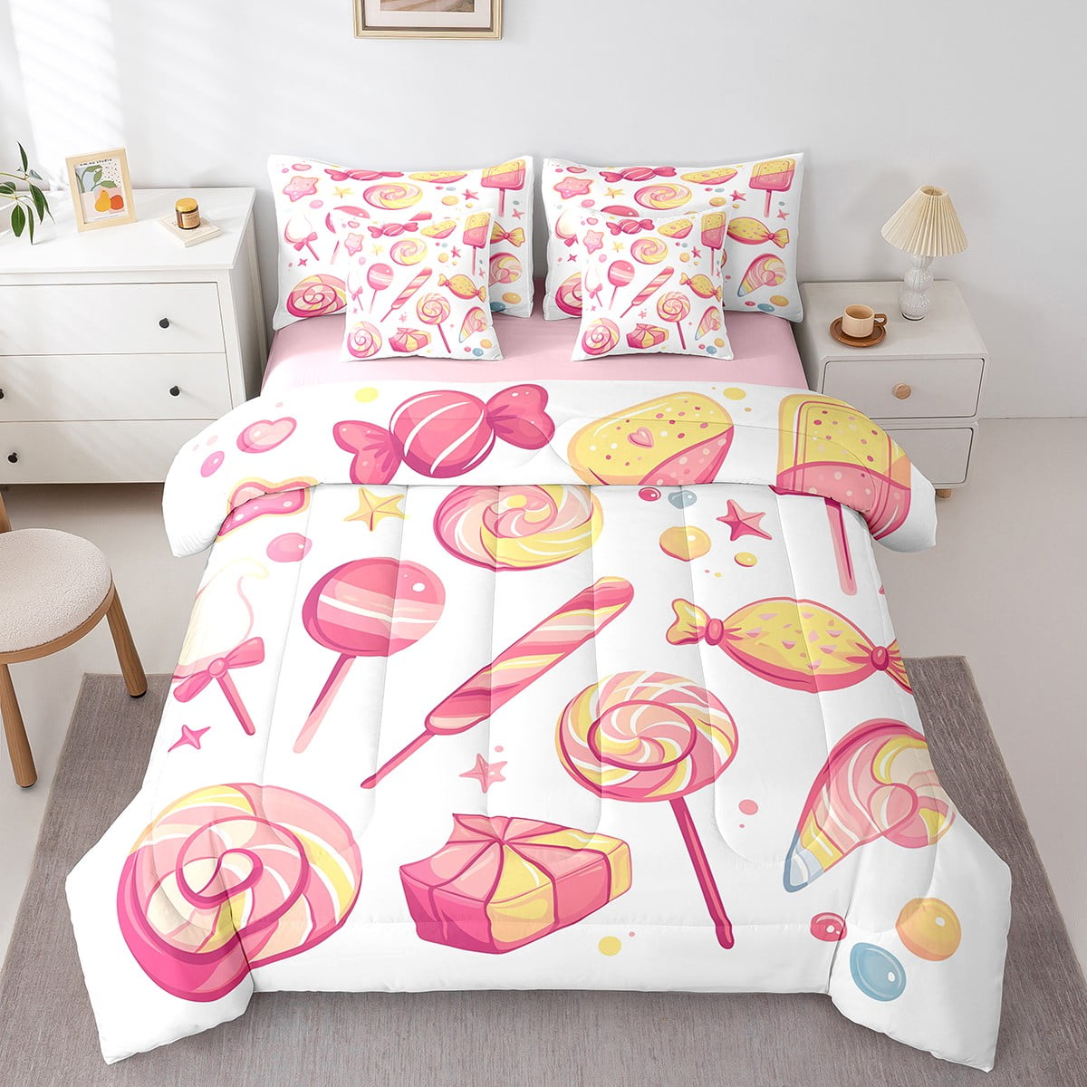 Cartoon Candy Queen Bedding Sets,Kawaii Sugar Soft Comforter Set,Sweet ...