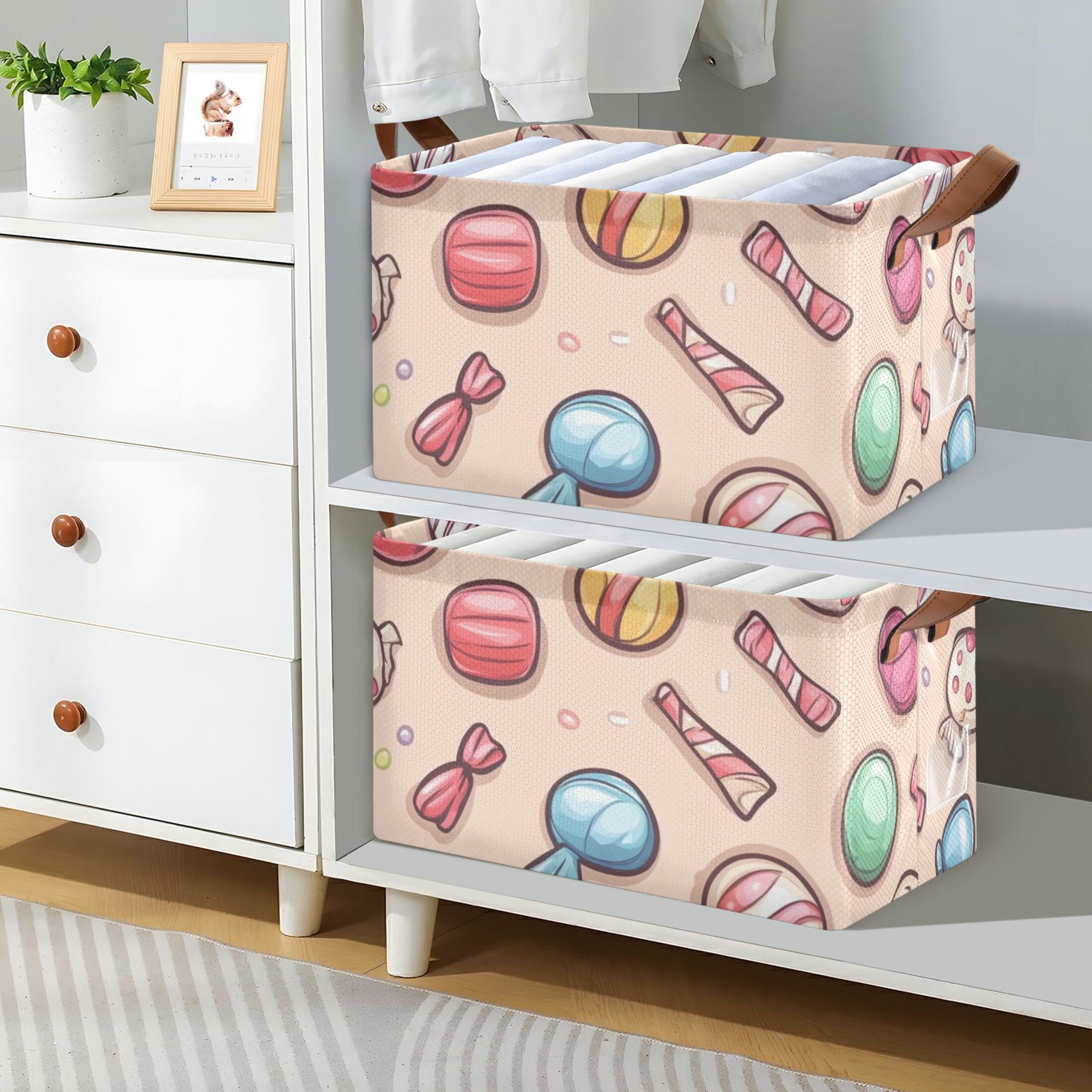 Cartoon Candys Foldable Storage Large Fabric Storage Baskets Organizer ...