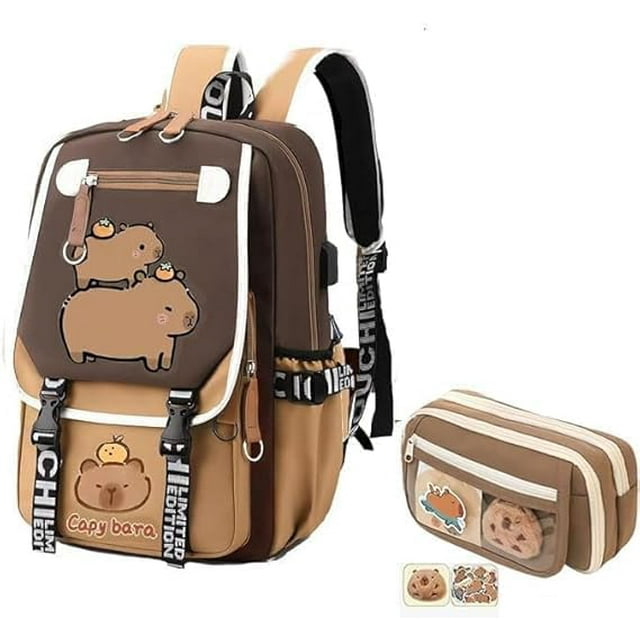 Cartoon Capybara Backpack Kawaii Backpack Cute Flap Backpack Casual ...