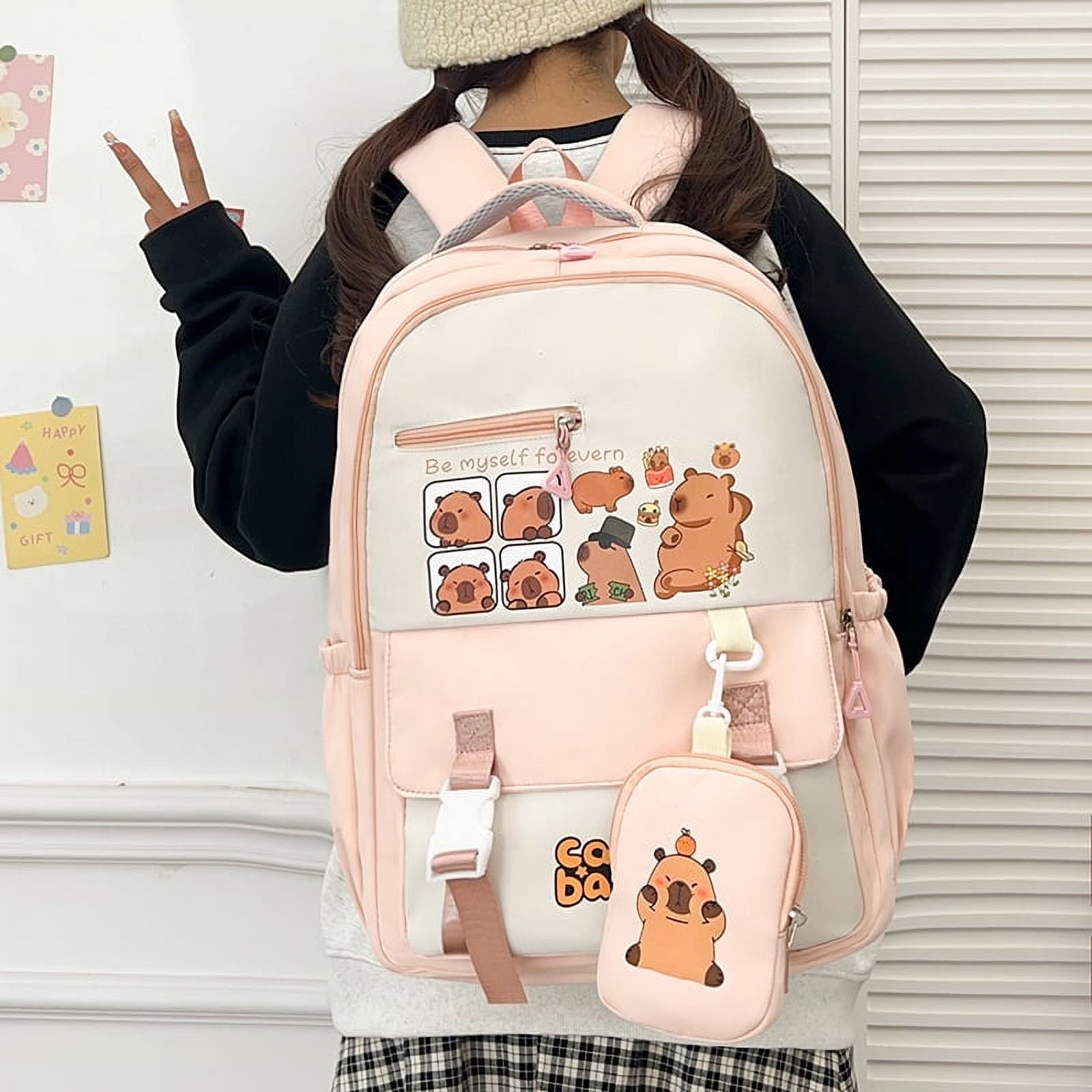 Cartoon Capybara Backpack School Backpack Kawaii Backpack School Bag ...