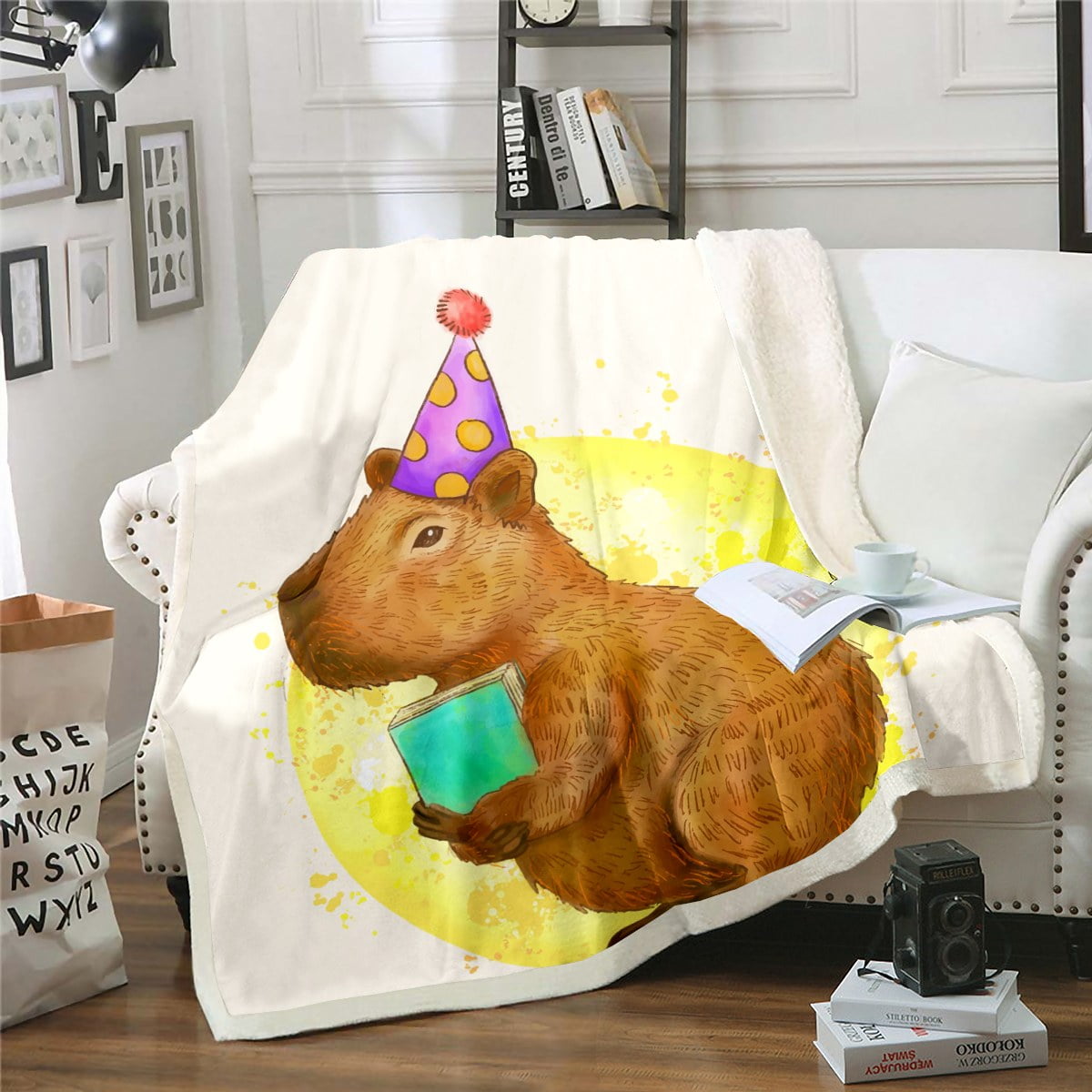 Cartoon Capybara Blanket Kids Bedroom Decor 90"x90",Funny Lovely ...