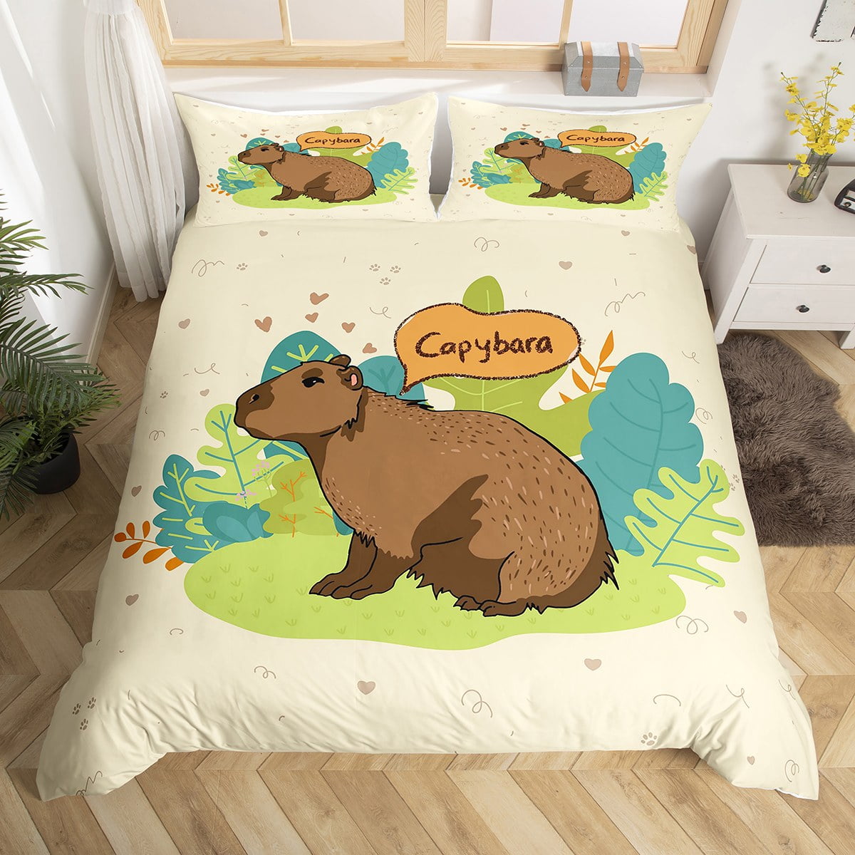 Cartoon Capybara Duvet Cover for Kids Boys Girls,Cute Animal Bedding ...