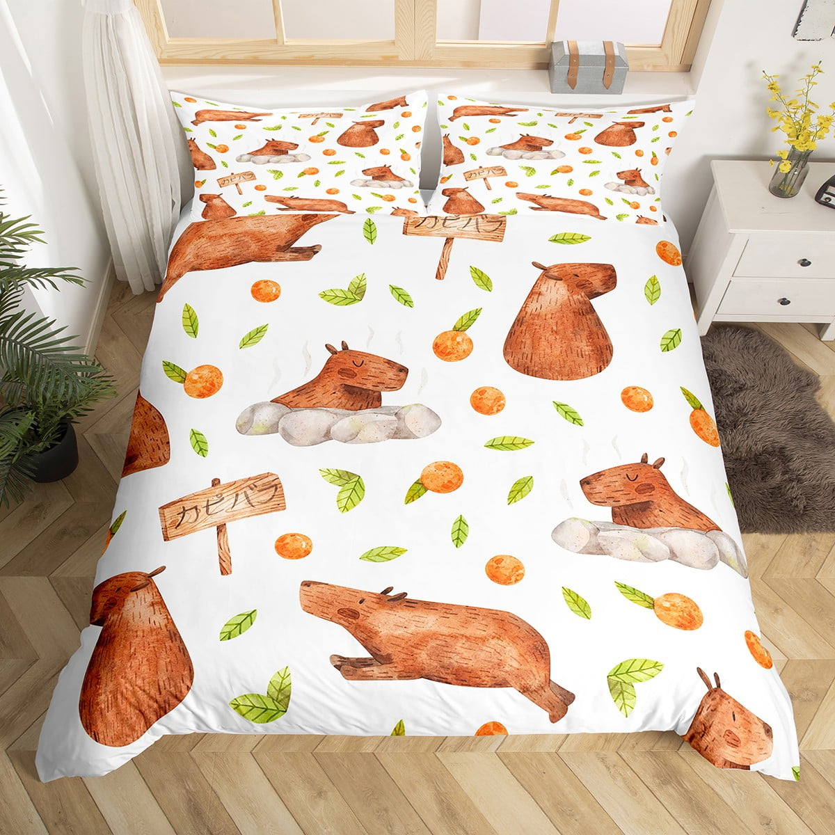Cartoon Capybara Duvet Cover Kids Boys Girls Kawaii Decor,Rodent ...