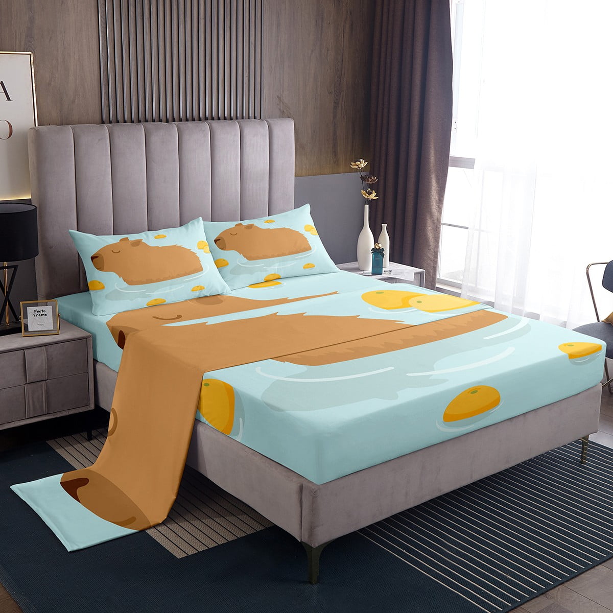 Cartoon Capybara Fitted Sheet Boys Girls Kids Cute Room Decor,Rodent ...