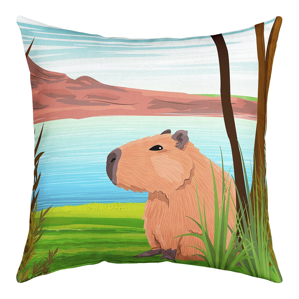 Cartoon Capybara Funny Pillow Cover 18x18 Inch,Kawaii Capybaras Throw ...