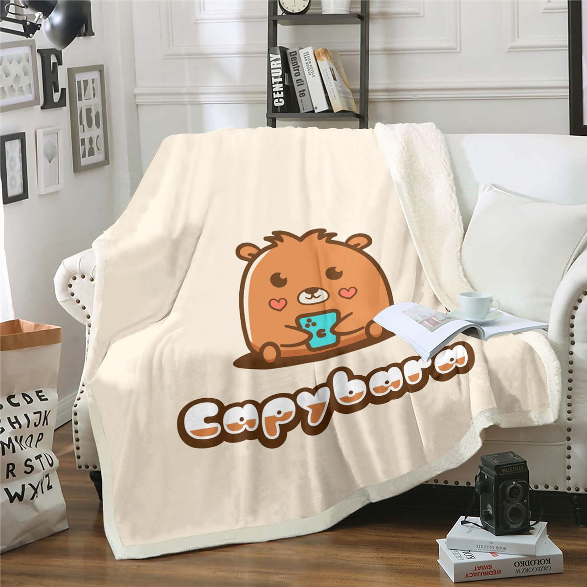 Cartoon Capybara Fuzzy Blanket Kawaii Animal Pattern Fleece Blanket ...