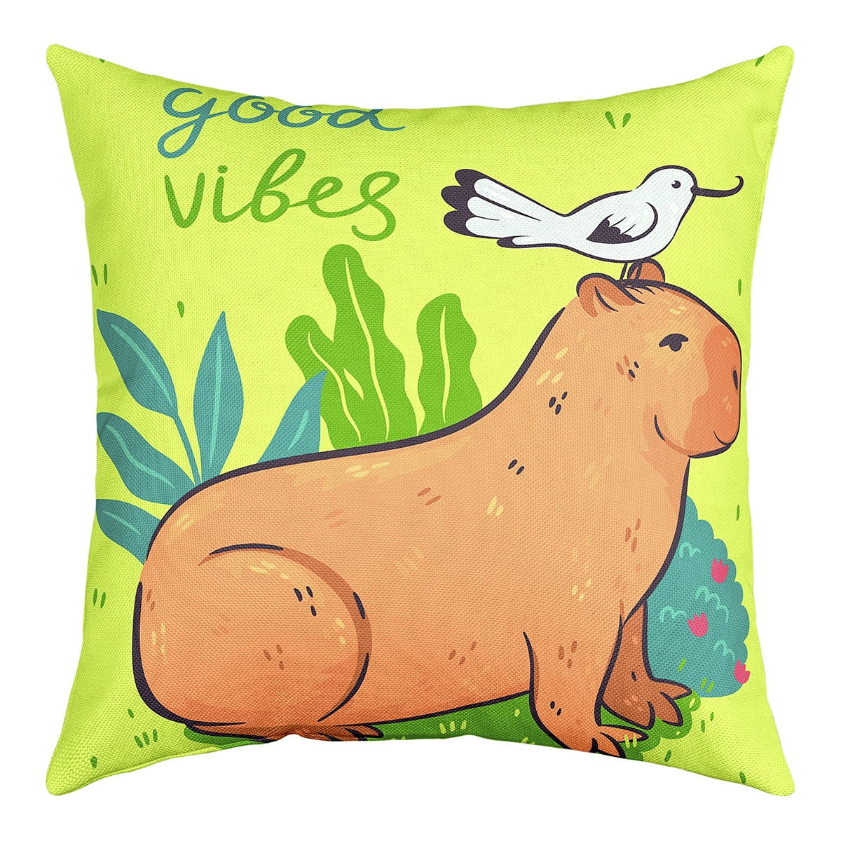 Cartoon Capybara Pillow Cover for Home office Bed Sofa,Rodent Wildlife ...