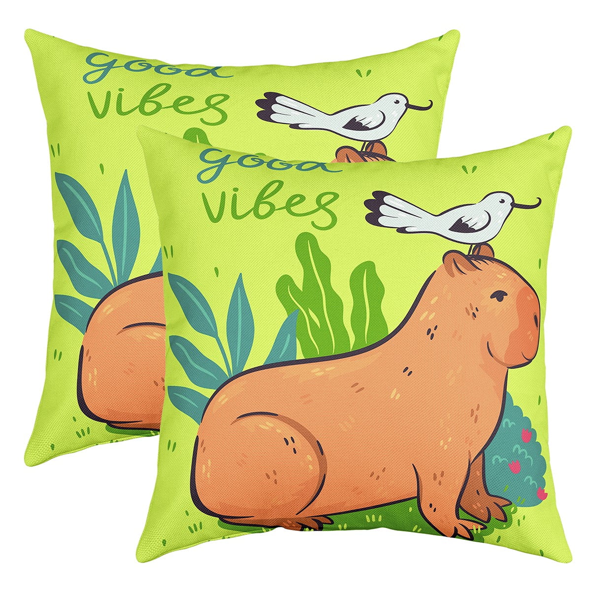 Cartoon Capybara Pillow Covers for Home office Bed Sofa,Rodent Wildlife ...