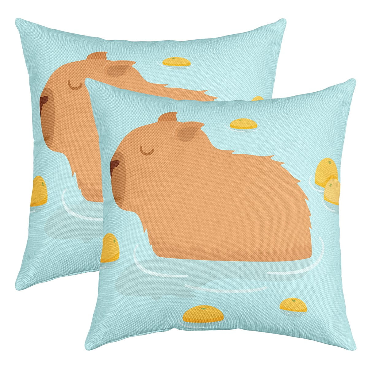 Cartoon Capybara Pillow Covers for Sofa Bed,Rodent Wildlife Animals ...