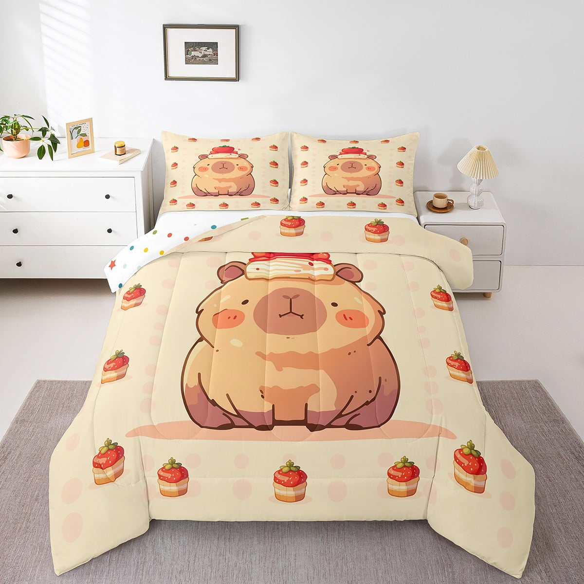 Cartoon Capybara Queen Comforter Sets Cute Animals Down Comforter ...