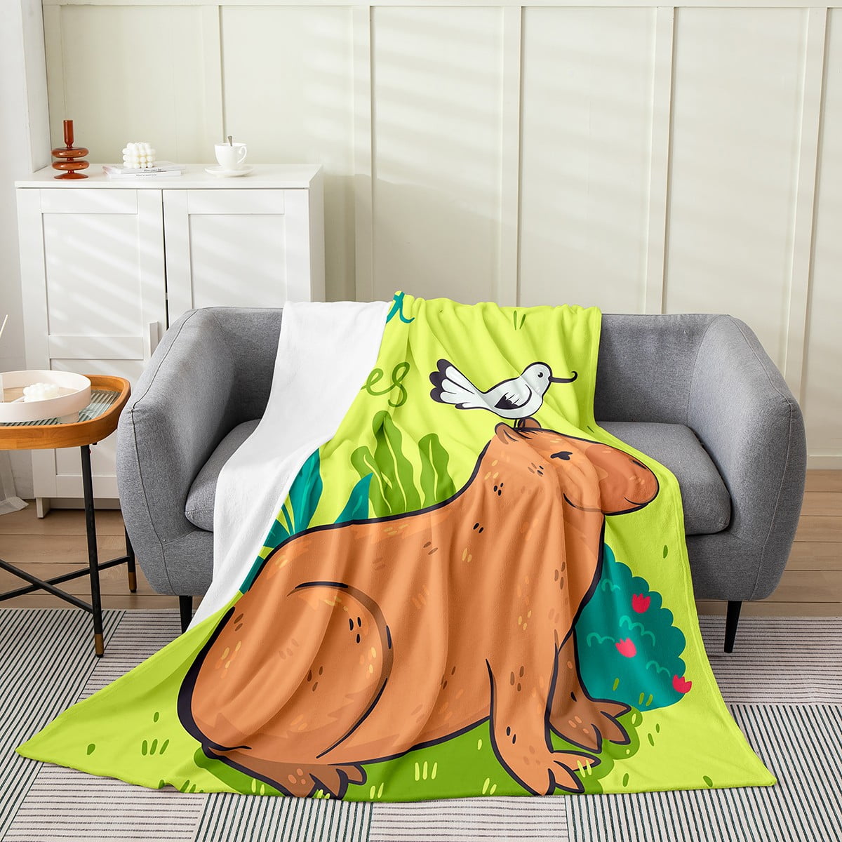 Cartoon Capybara Throw Blanket for Home Office Bed Sofa Couch,Rodent ...