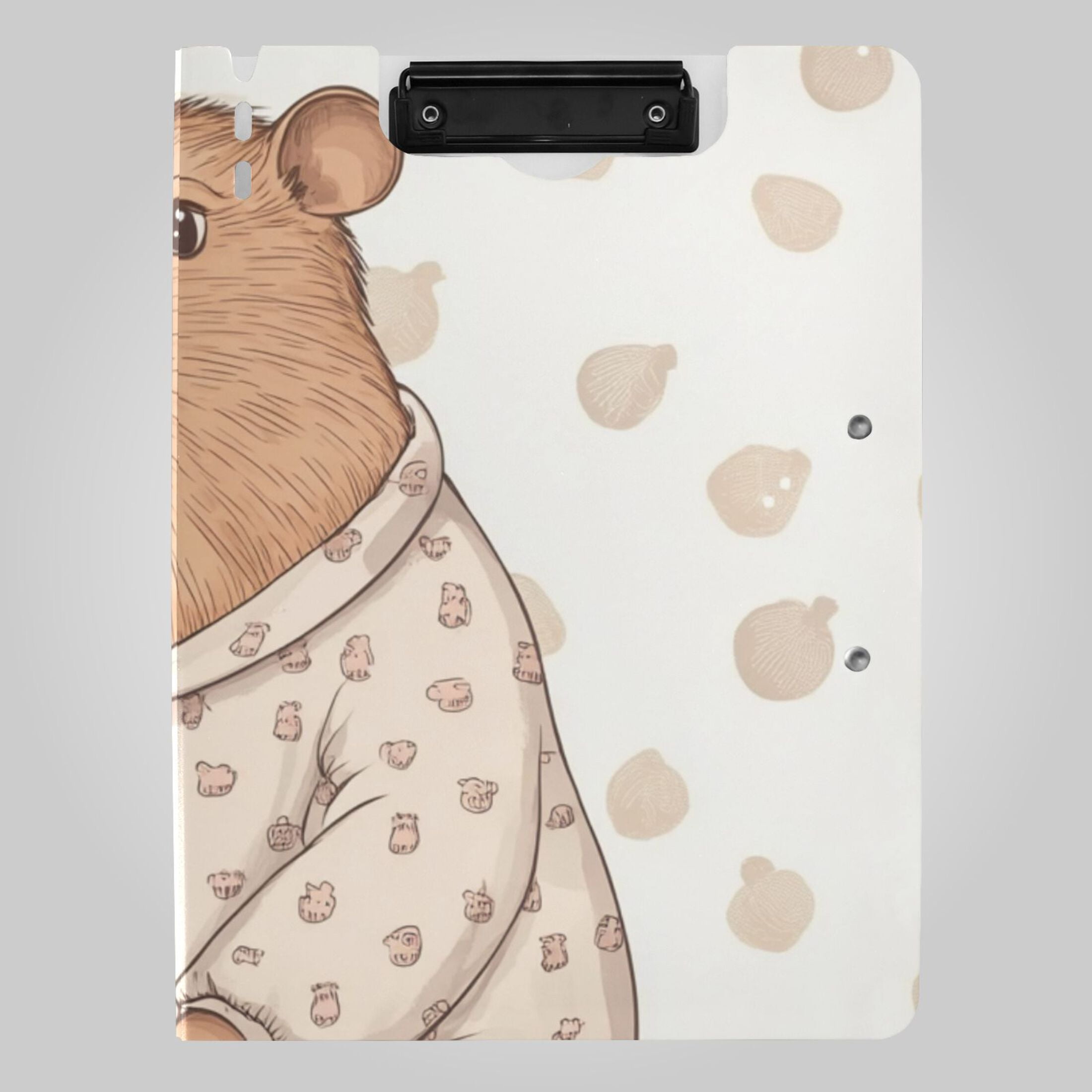 Cartoon Capybara Wear Pajamas Foldable Binder Folder Clipboard with Pen ...