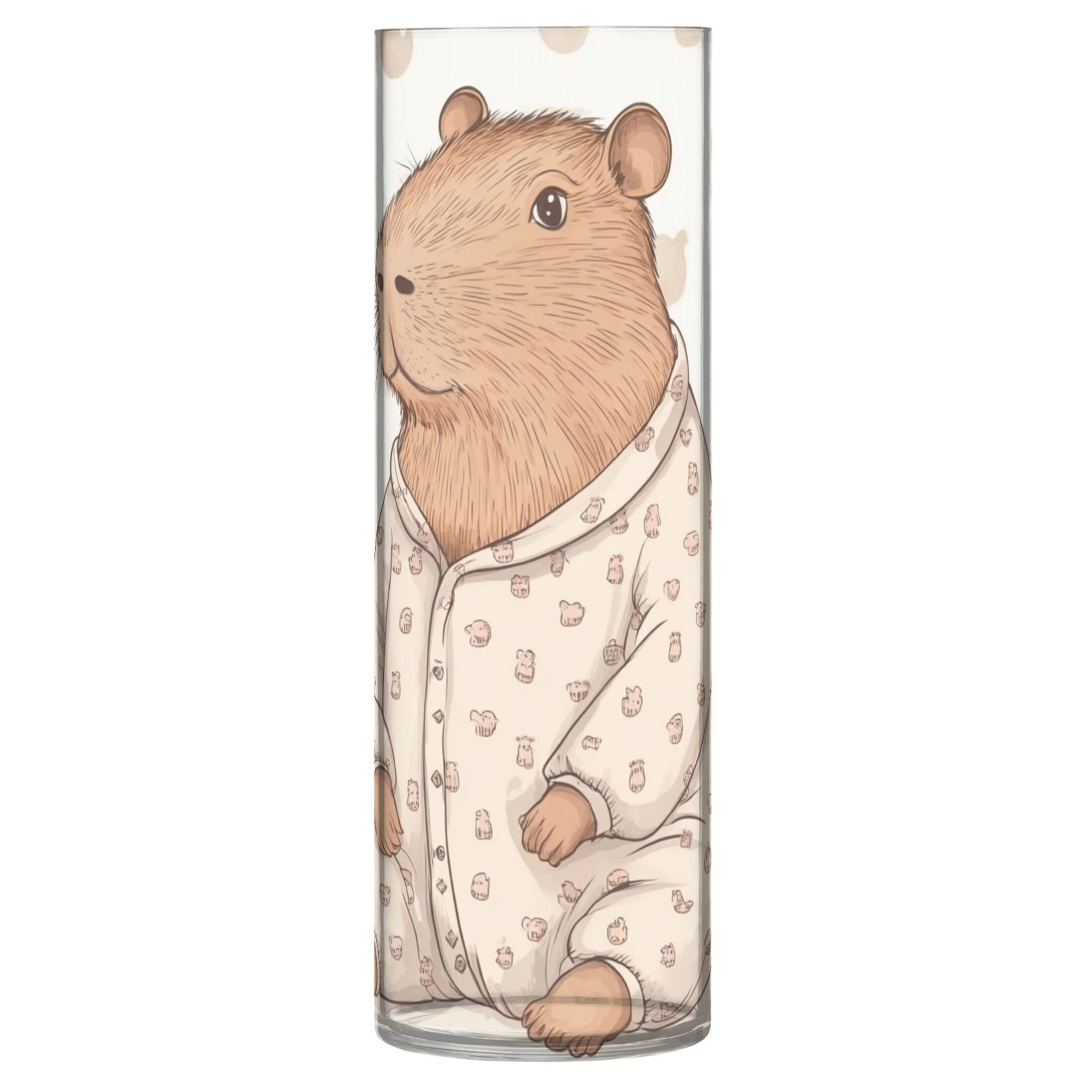 Cartoon Capybara Wear Pajamas Plastic Cylinder Vase Translucent Flower ...