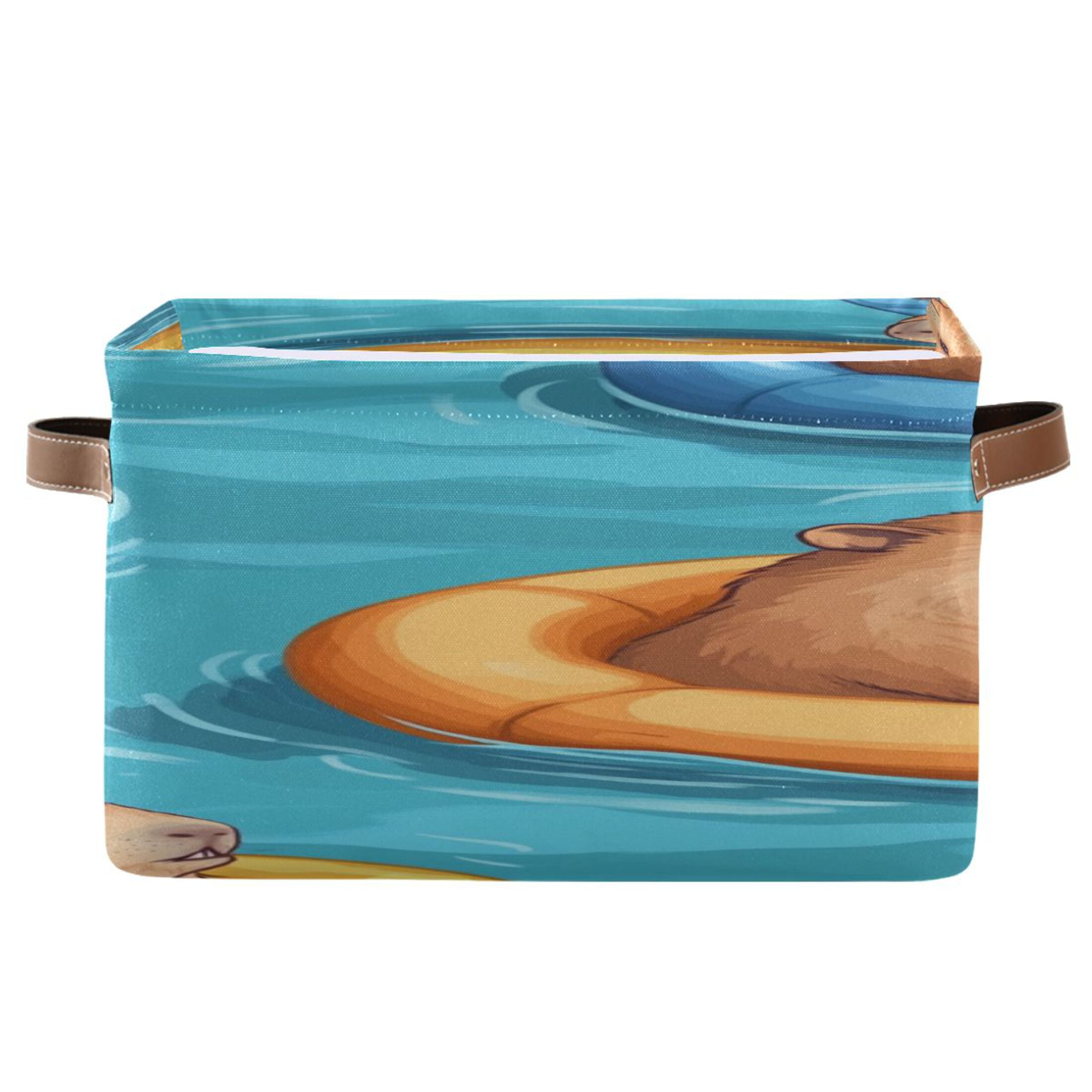 Cartoon Capybaras with Swimming Circles Square Storage Bins with ...