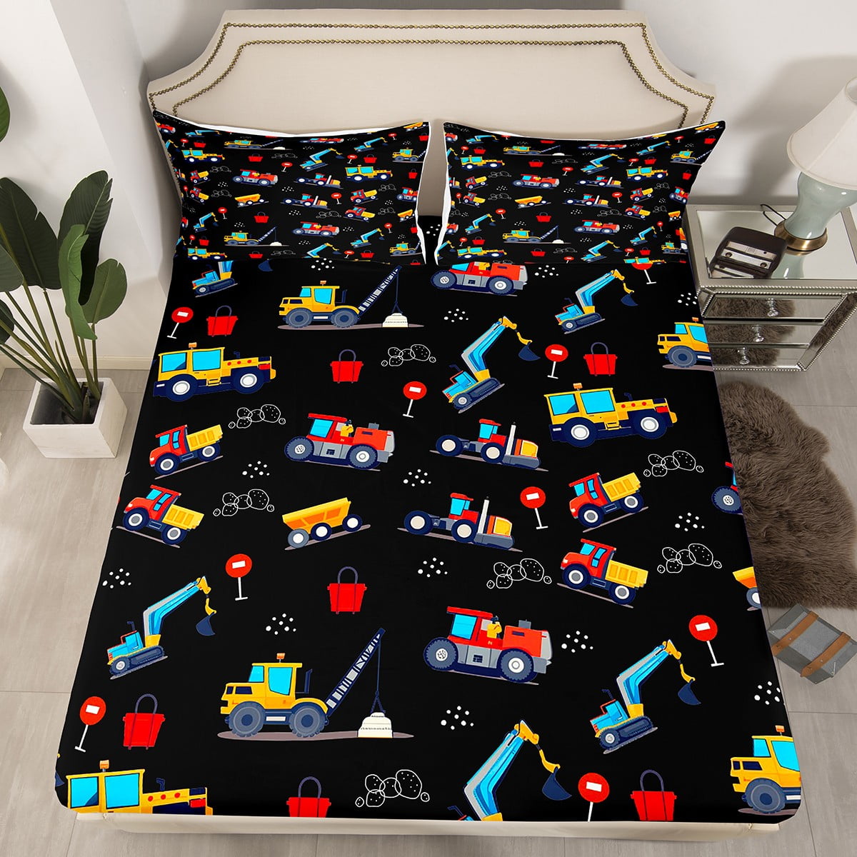 Cartoon Car Bed Sheets Twin Size,Tractor Bedding Set Teens Bedroom ...