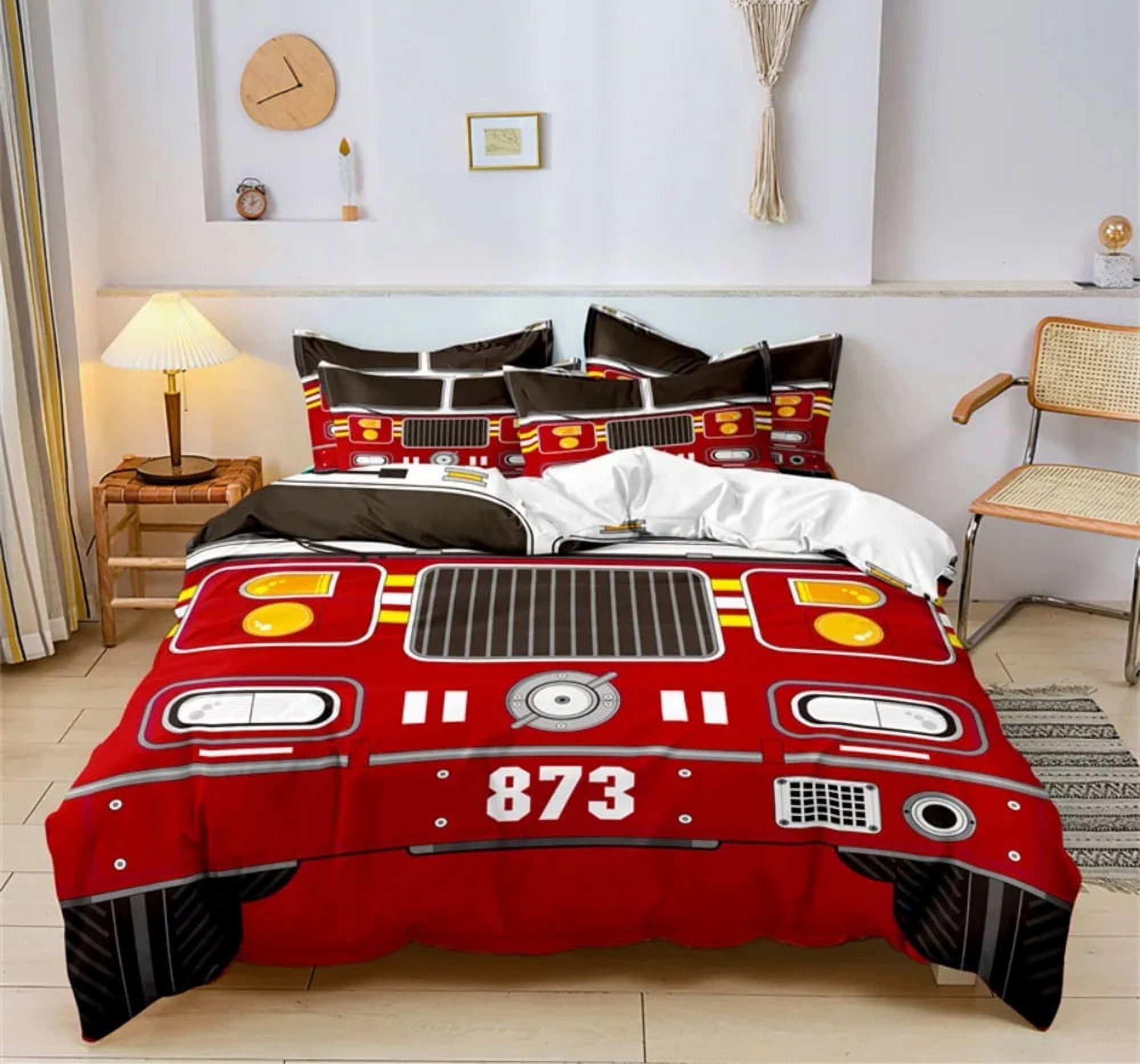 Cartoon Car Bedding Set truction Vehicles Comforter Cover 3pcs Kids ...