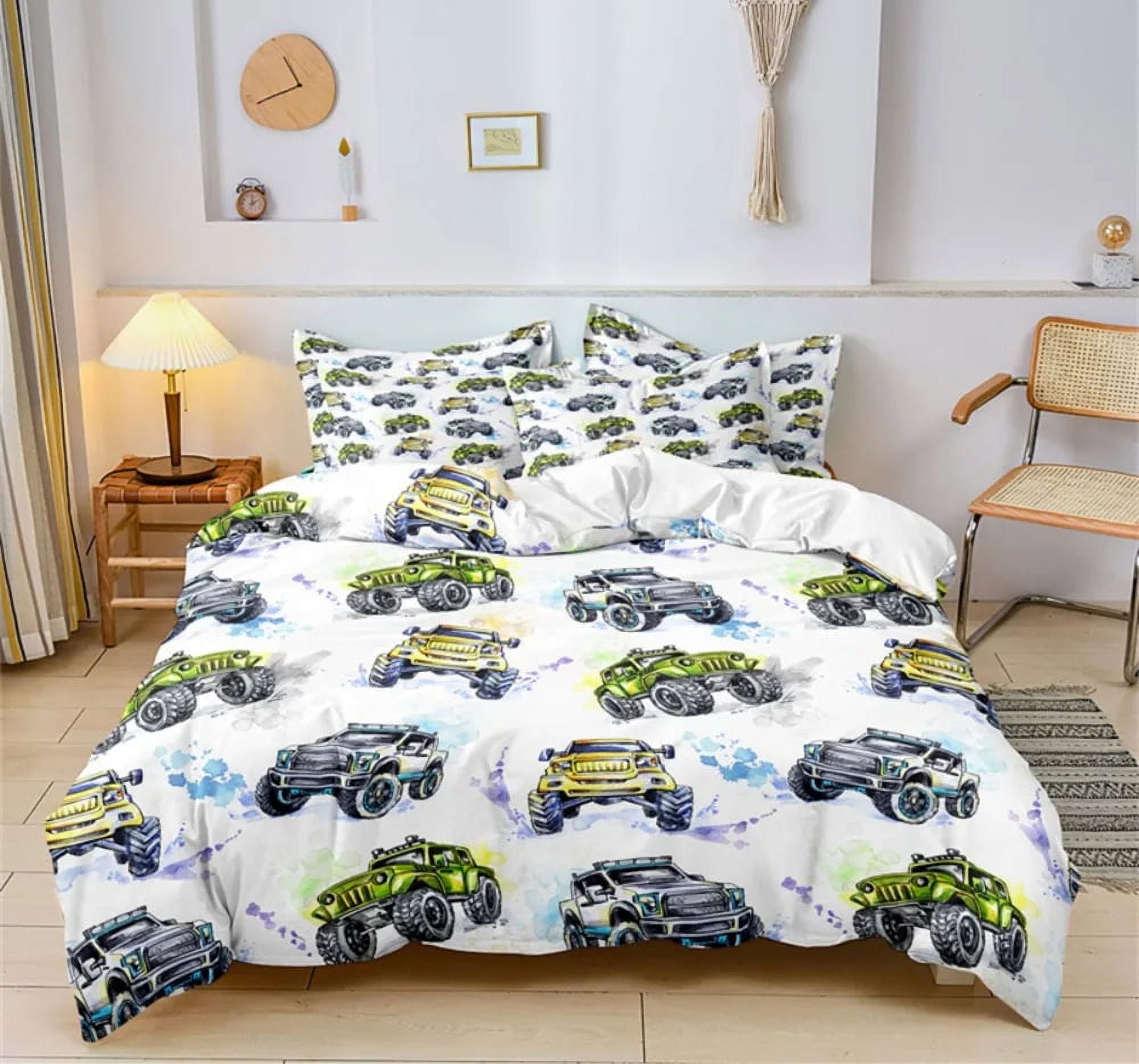 Cartoon Car Bedding Set truction Vehicles Comforter Cover 3pcs Kids ...