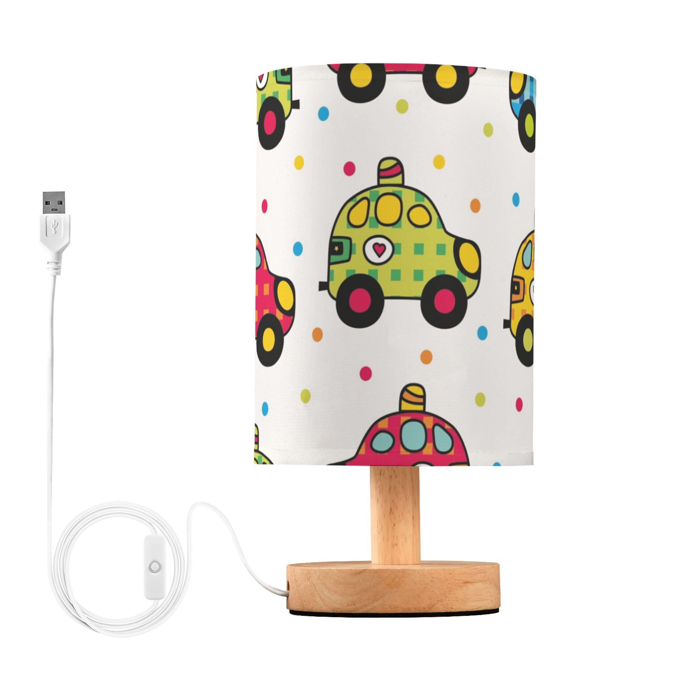 Cartoon Car Bedside Table Lamp LED Warm Lights with USB Charging Port ...