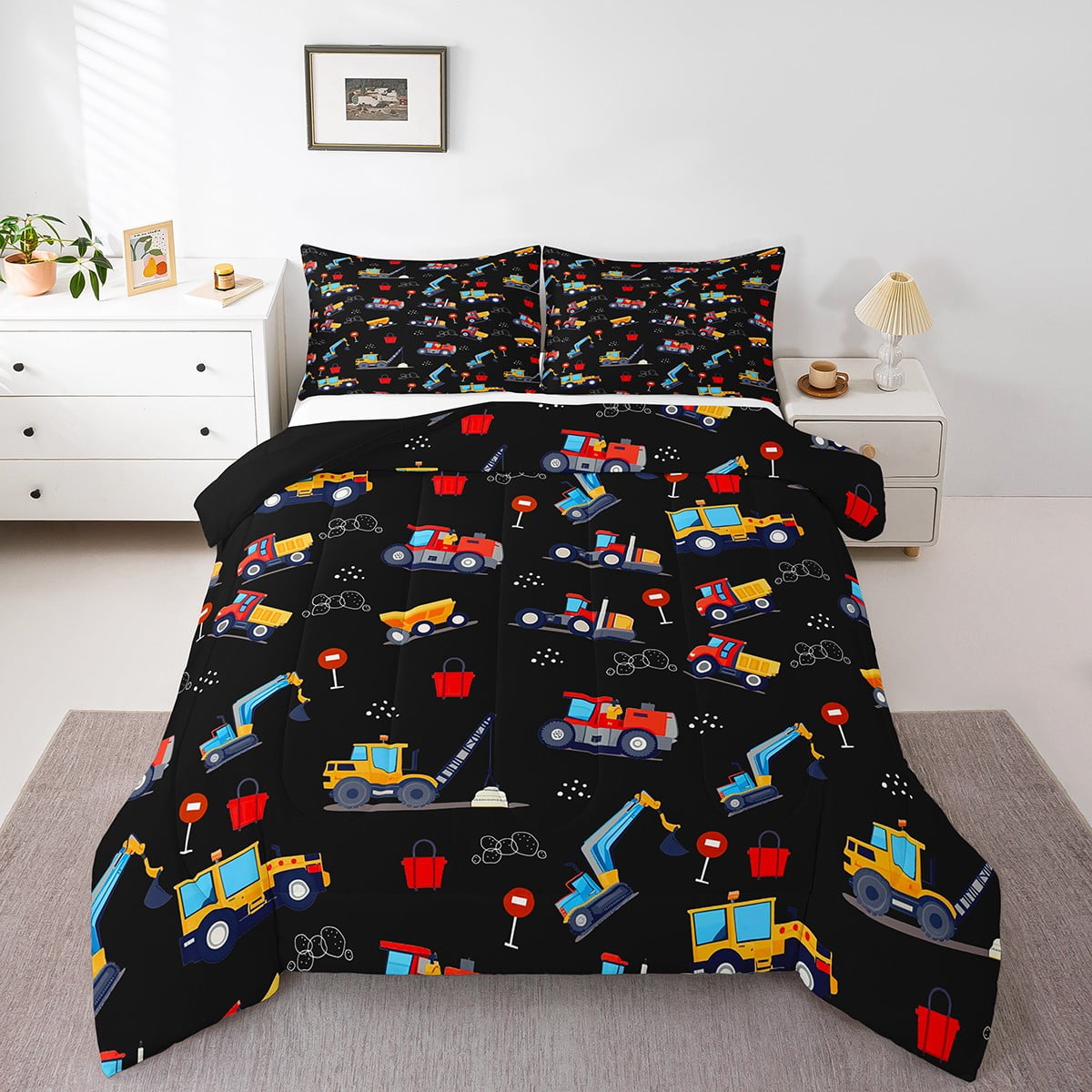 Cartoon Car Comforter Set Twin Size,Tractor Bedding Set Teens Bedroom ...
