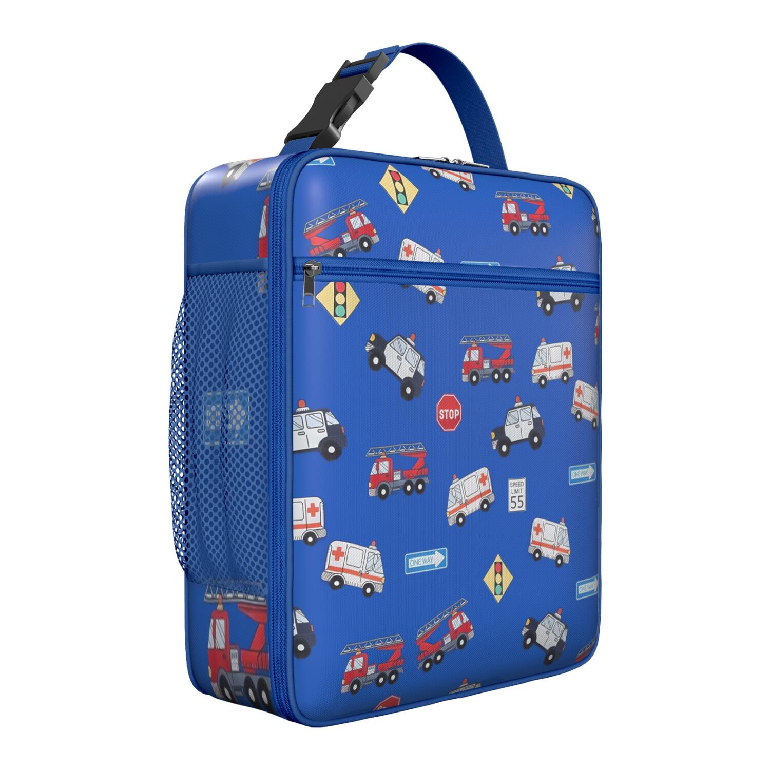 Cartoon Car Construction Vehicle Lunch Bag for s – Fire Truck Tractor ...