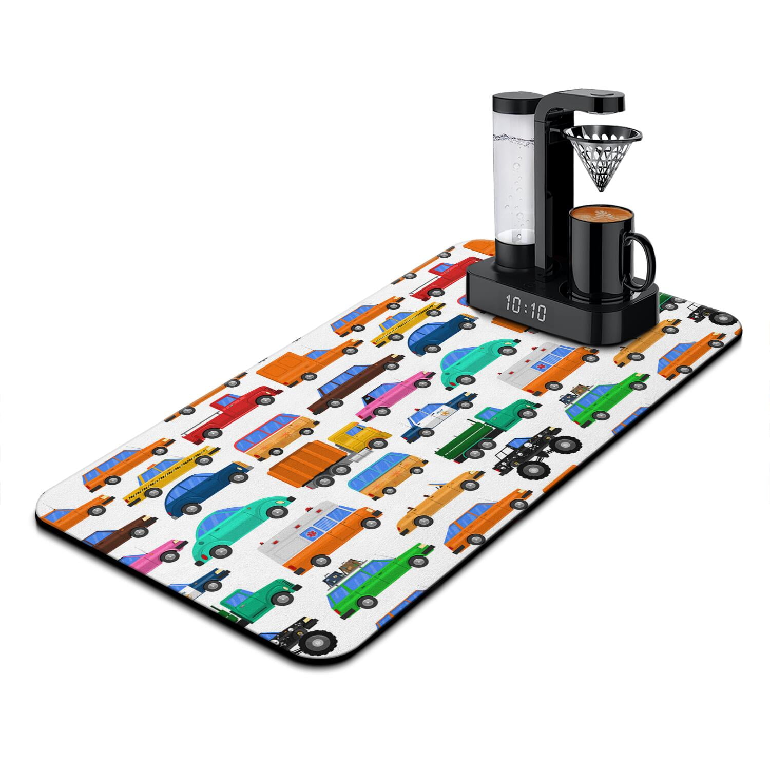 Cartoon Car Dish Drying Mat 17x31.5in, Cute Construction Vehicle ...