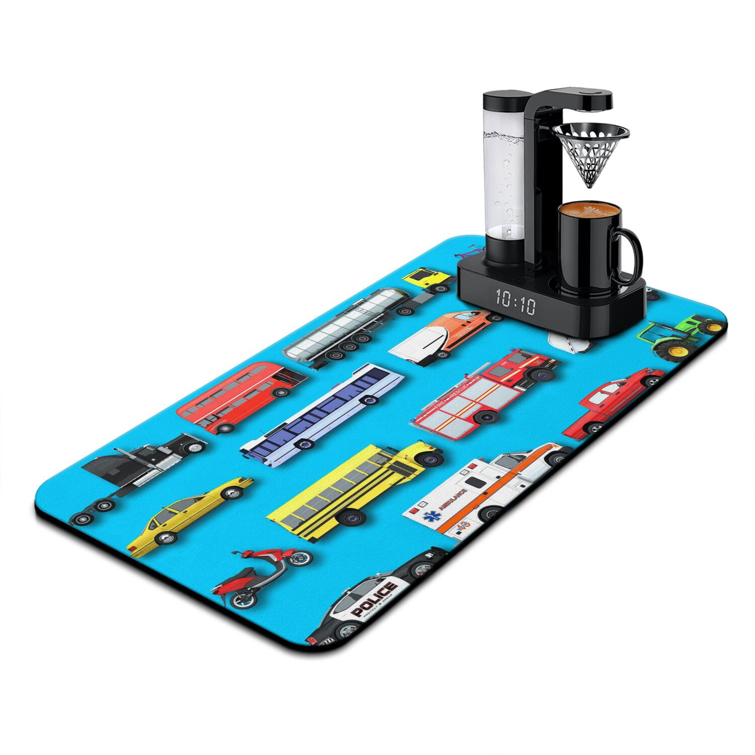 Cartoon Car Dish Drying Mat 17x31.5in, Cute Construction Vehicle ...