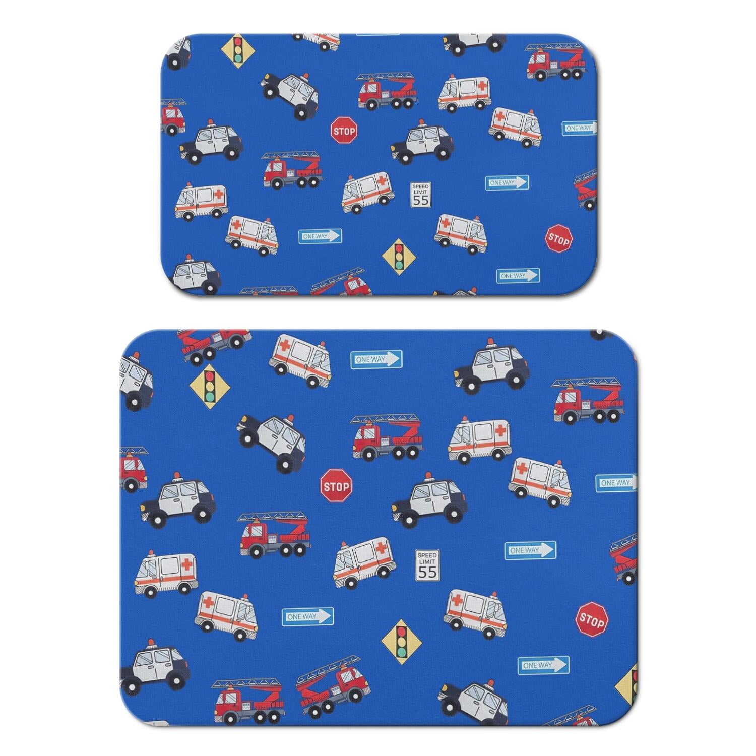 Cartoon Car Dish Drying Mat 18x24+19.5x12in, Cute Construction Vehicle ...