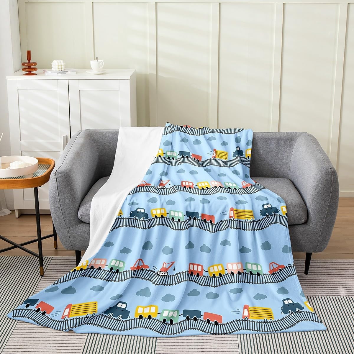 Cartoon Car Flannel Fleece Blanket Transport Vehicles Plush Throw ...