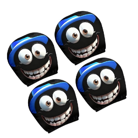Cartoon Car Headrest Covers with Playful Eyes, Breathable Polyester ...