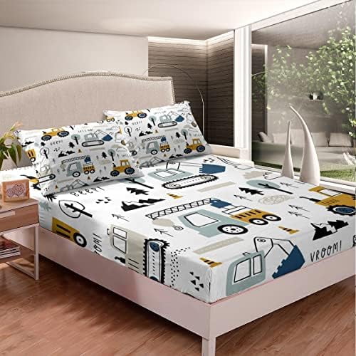 Cartoon Car Kids Fitted Sheet Construction Bed Sheet Set Decor ...