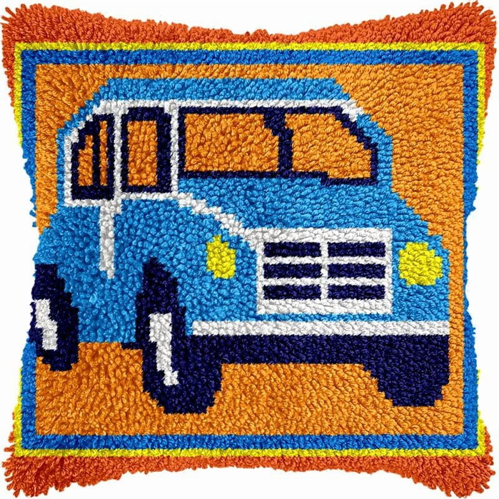 Cartoon Car Latch Hook Pillows Kits Cushion Pillow Cover with Pattern ...