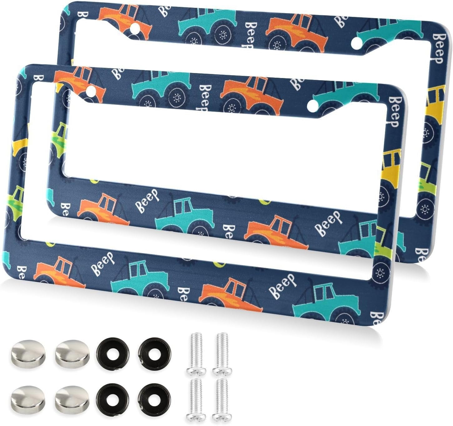 Cartoon Car License Plate Frame - 2 Pack Universal Stainless Steel ...