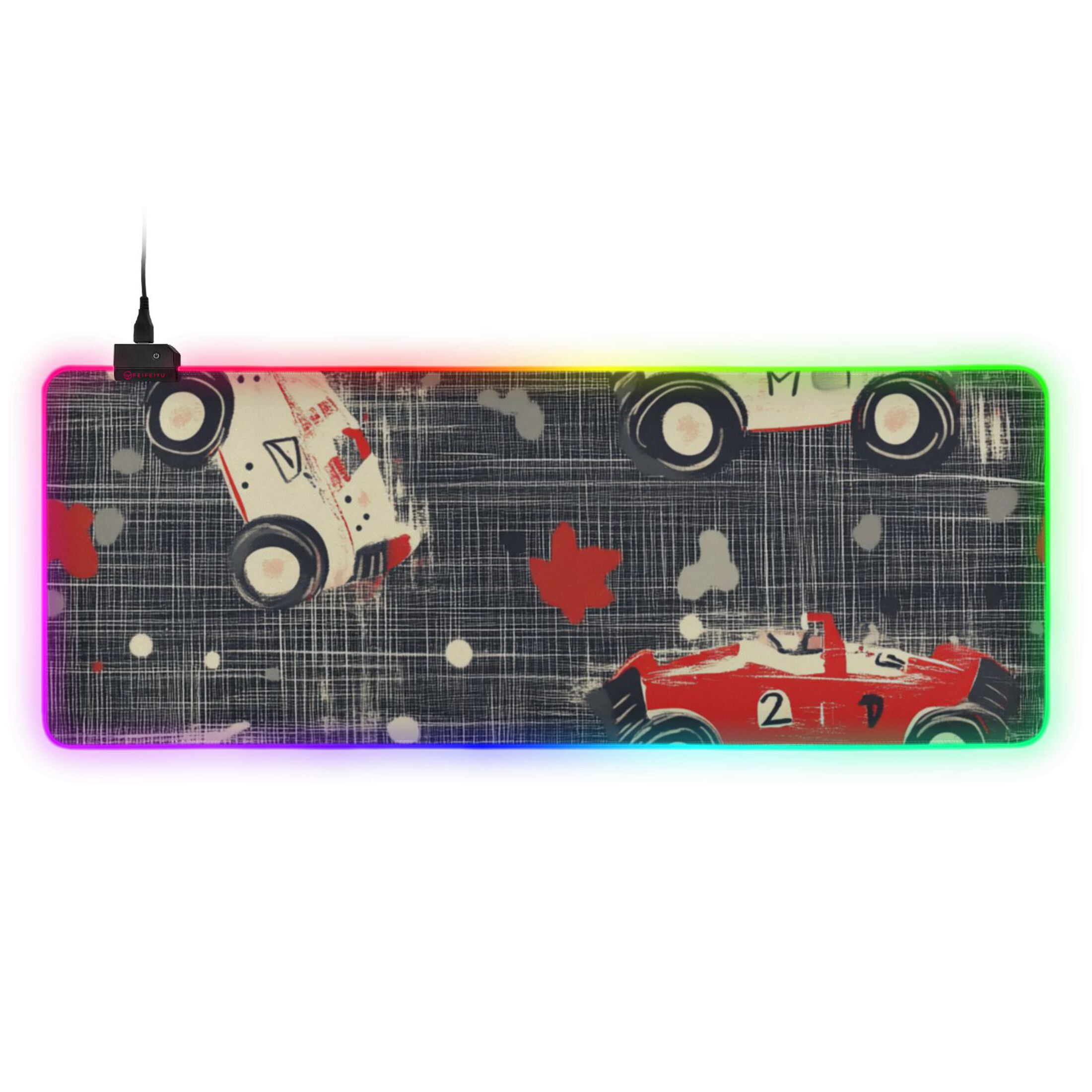 Cartoon Car Print on Gray Background Seamless RGB Gaming Mouse Pad ...