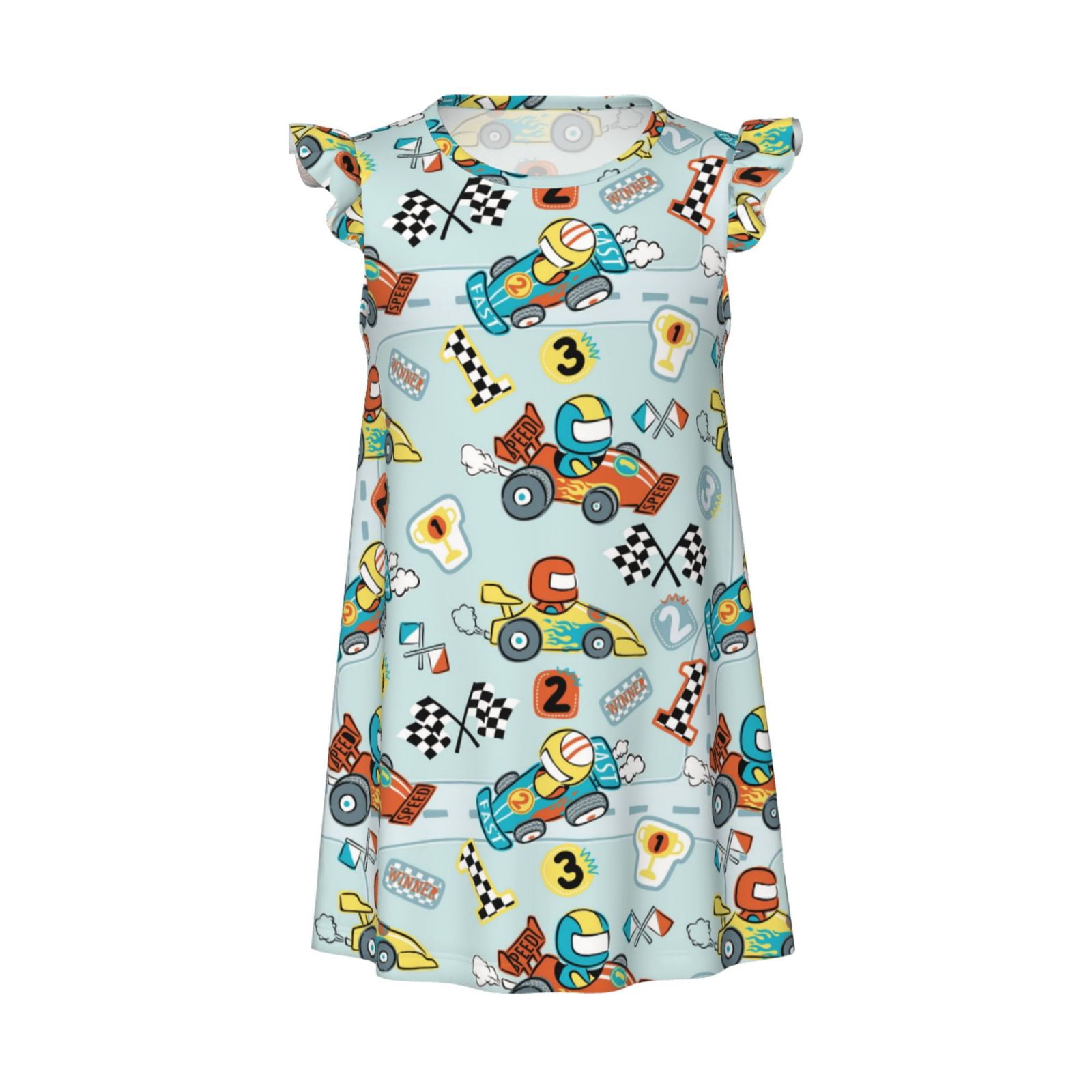Cartoon Car Racing Girls Nightgowns, Pajamas for Girls, Soft Flutter ...