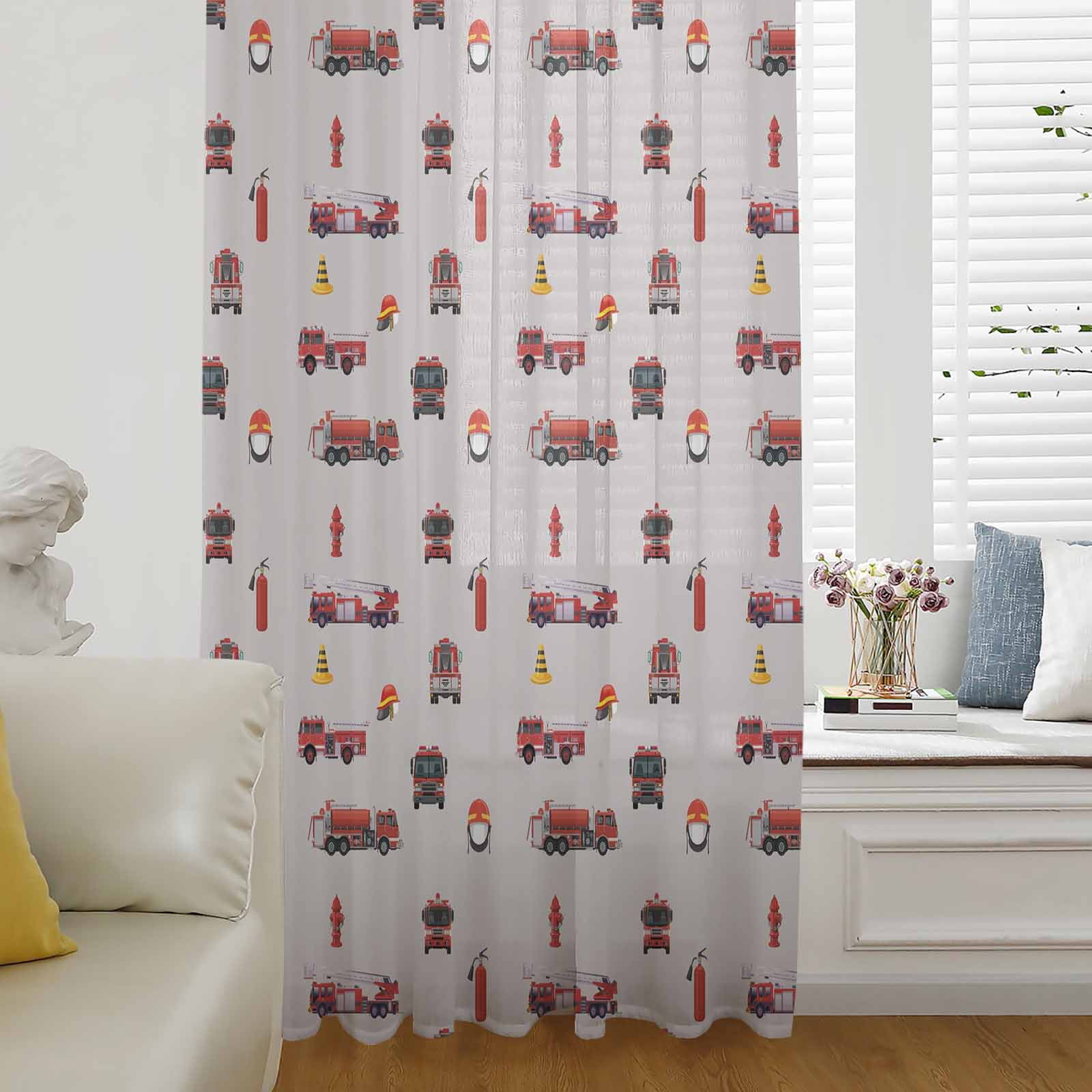 Cartoon Car Semi Sheer Curtains Drapes for Living Room, Bedroom, French ...