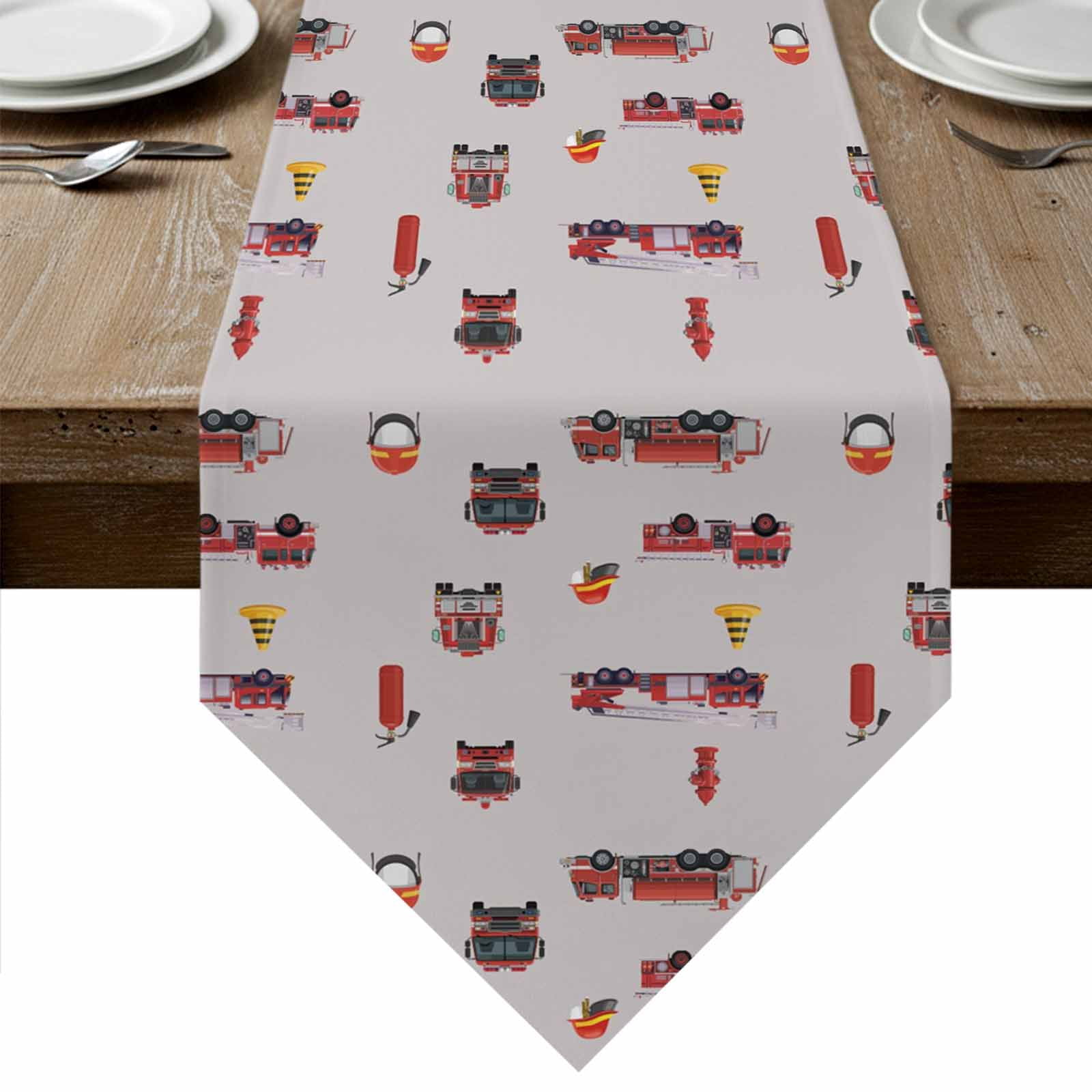 Cartoon Car Table Runner Linen Burlap Table Runner 108 Inches Long ...