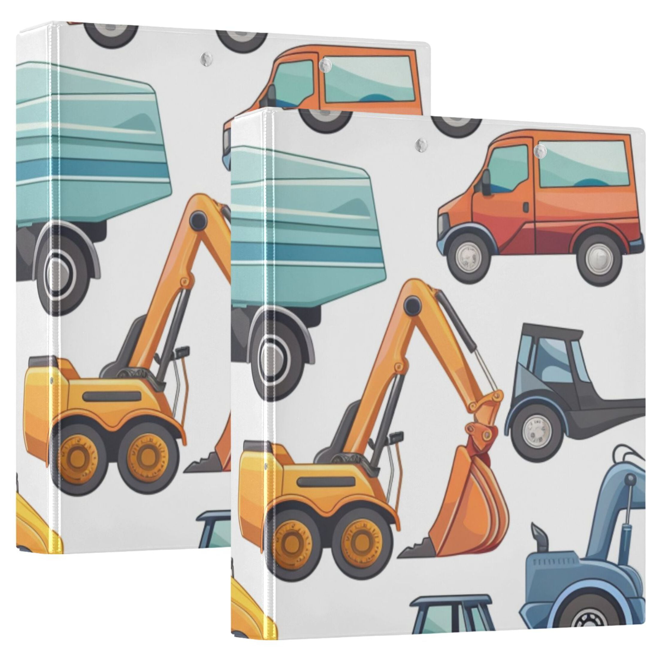 Cartoon Car Truck Engineering Excavator Hardcover 3 Ring Binder 1.5 ...