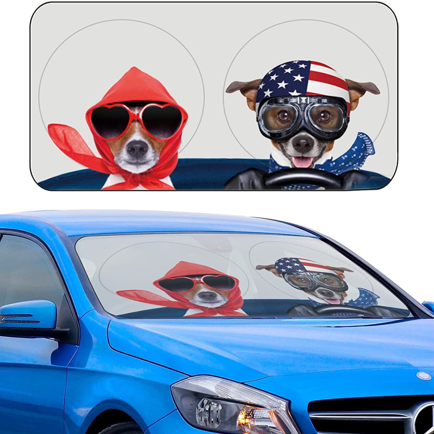 Cartoon Car Windshield Sun Shade 59"x 33.5" - Foldable UV Sun Visor ...