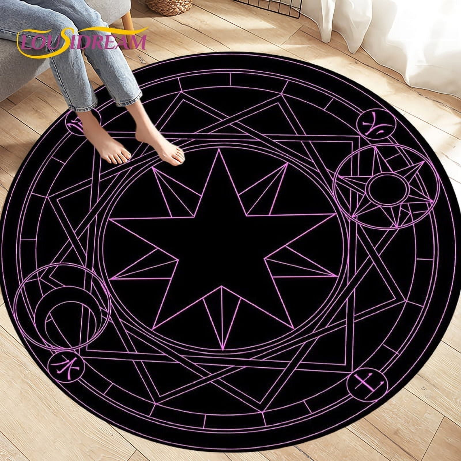 Cartoon Cardcaptor Sakura Magic Circle Area Rug Round Carpets Rug for ...