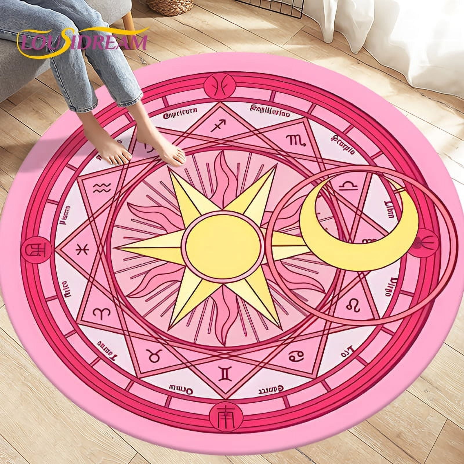 Cartoon Cardcaptor Sakura Magic Circle Area Rug Round Carpets Rug for ...