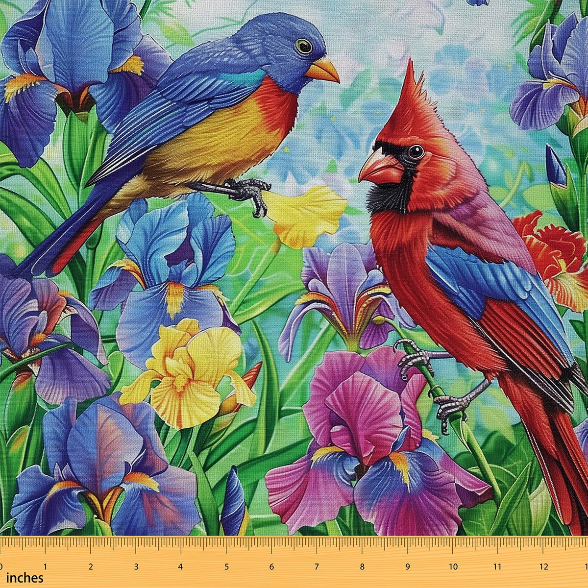 Cartoon Cardinal Birds Fabric By The Yard, Cute safari Indoor Outdoor ...