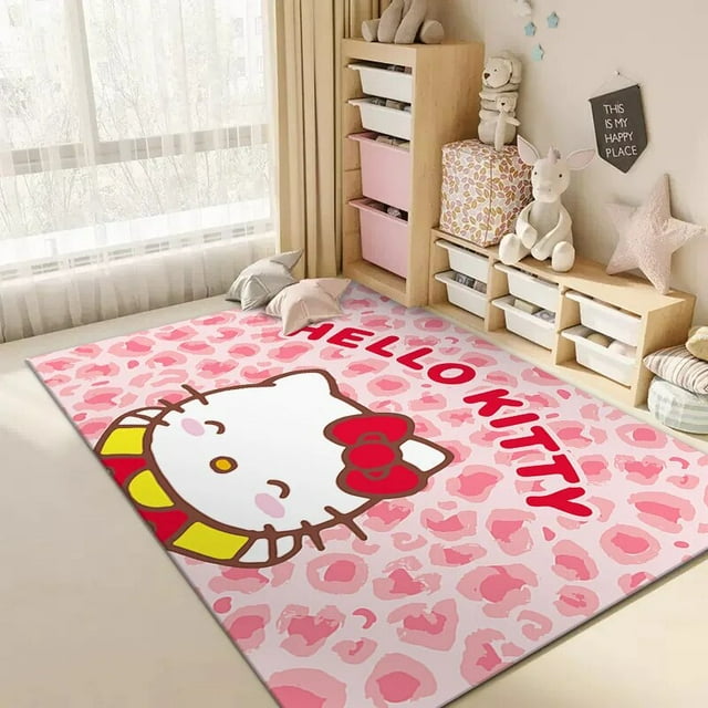 Cartoon Carpet Pink Kitty Cat Cute Girl Bedroom Decoration Living Room ...