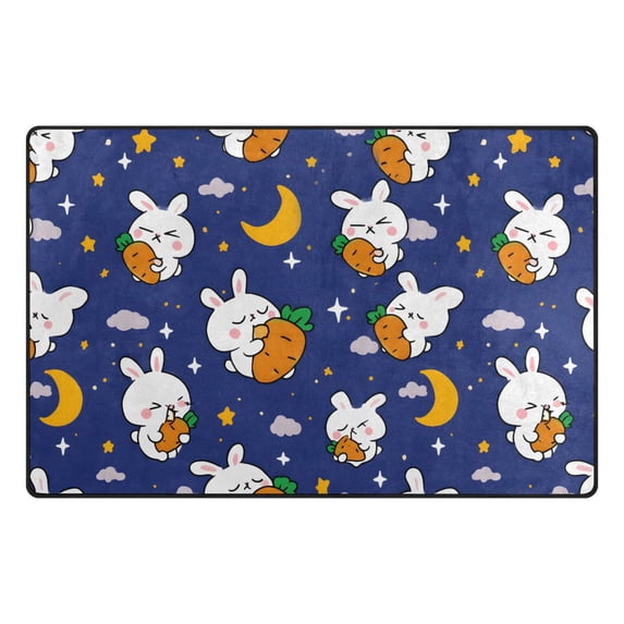 Cartoon Carrot Moon Pattern Memory Foam Area Rug 60"x39" Non Slip ...
