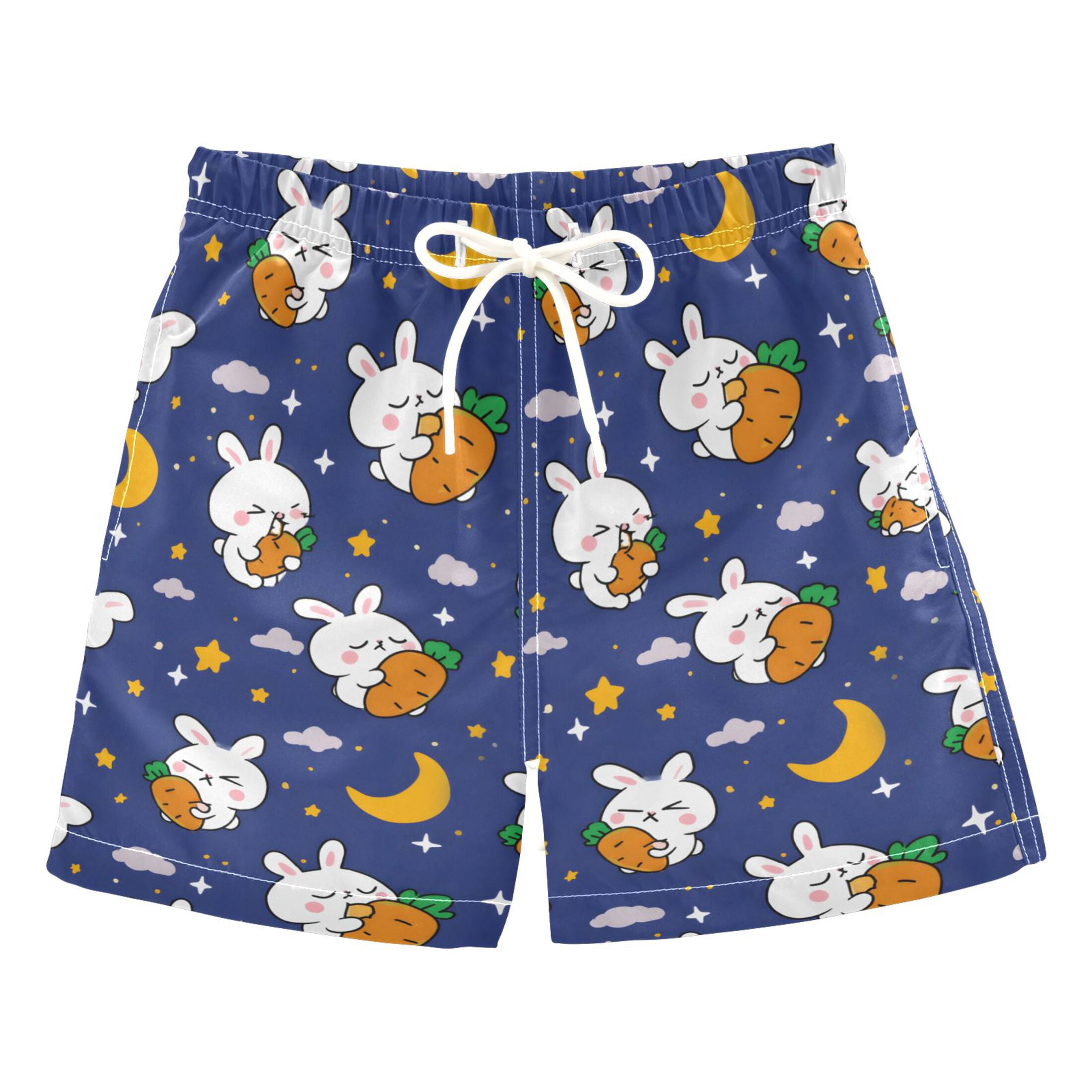 Cartoon Carrot Moon Pattern Swim Trunks Quick Dry Beach Pool Board ...