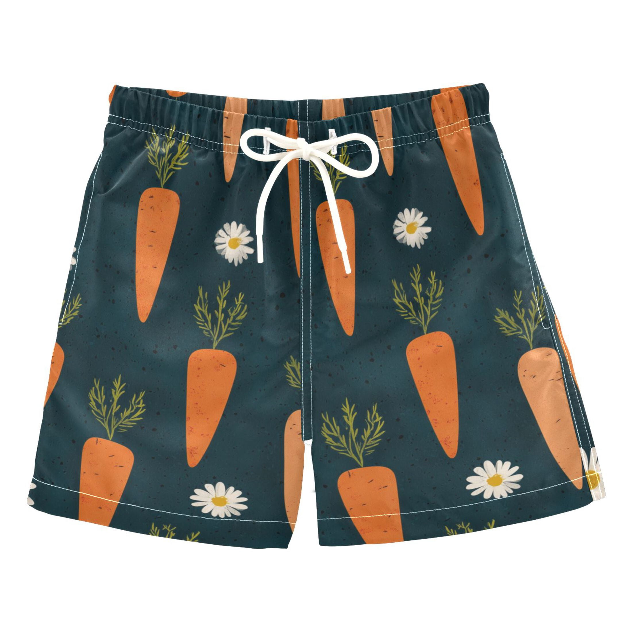 Cartoon Carrots Daisies Swim Trunks Board Shorts Beach Pants Bathing ...