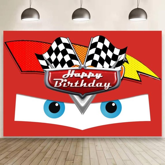 Cartoon Cars Background Birthday Banner Backdrop Let’s Go Racing Car ...
