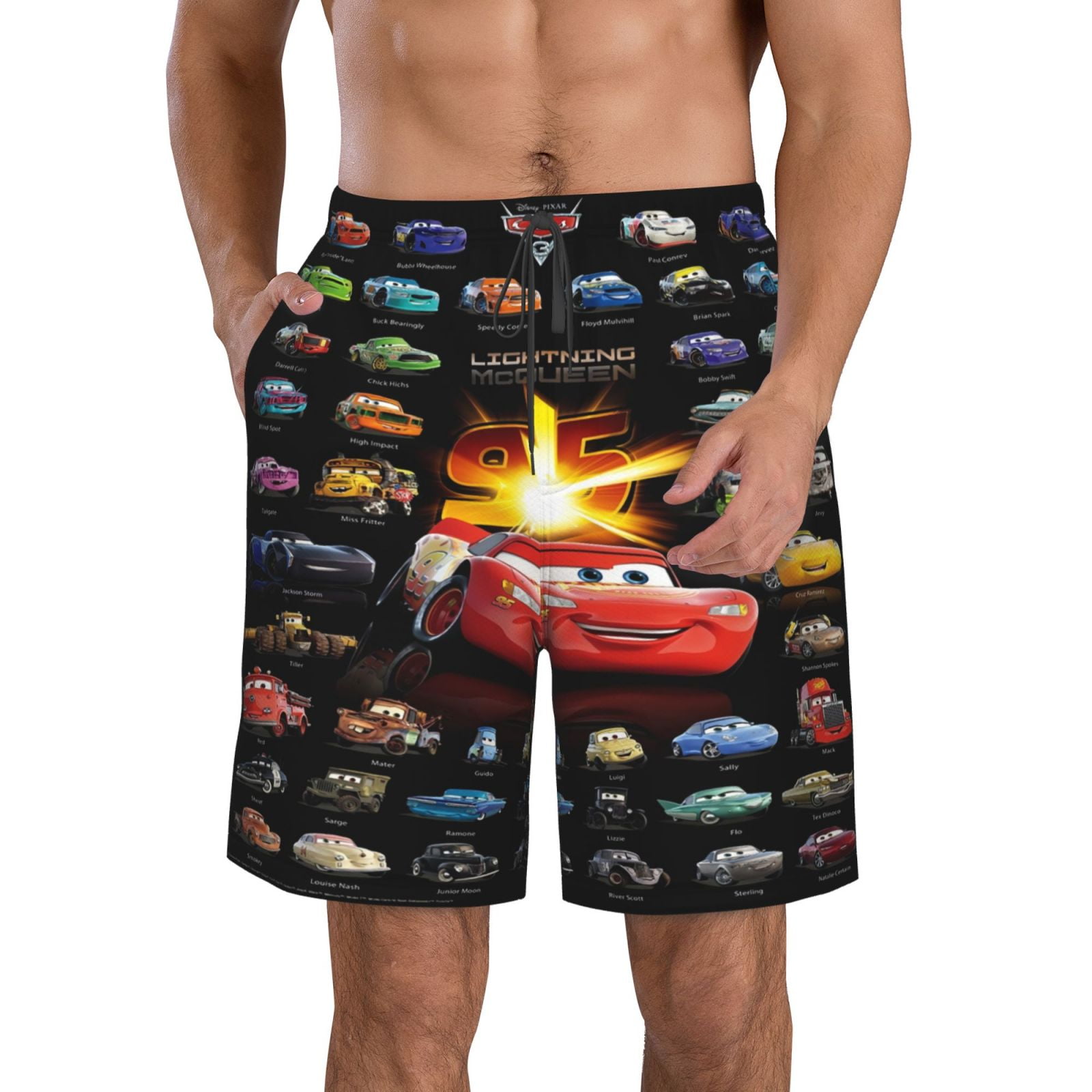 Cartoon Cars Lightning McQueen Men's Swim Trunks Beach Board Shorts ...