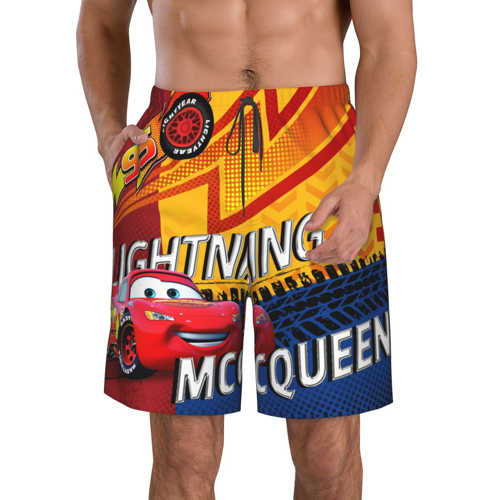 Cartoon Cars Lightning McQueen Men's Swim Trunks Beach Board Shorts ...